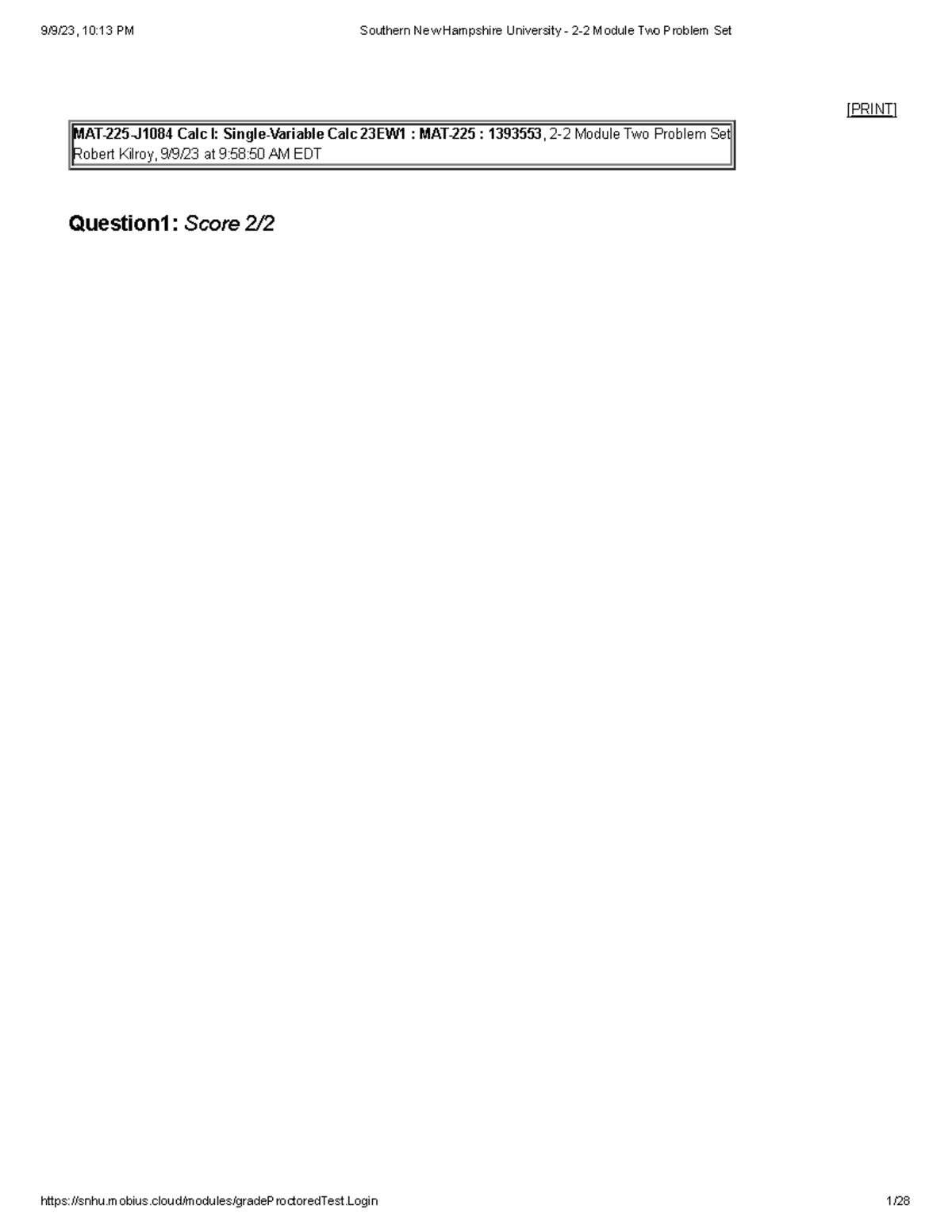 Southern New Hampshire University - MAT-225-J1084 Module Two Problem ...