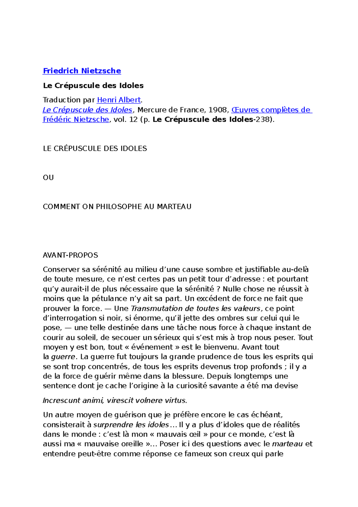 Friedrich Nietzsche - Le Crépuscule des Idoles : Analyse et Réflexions ...