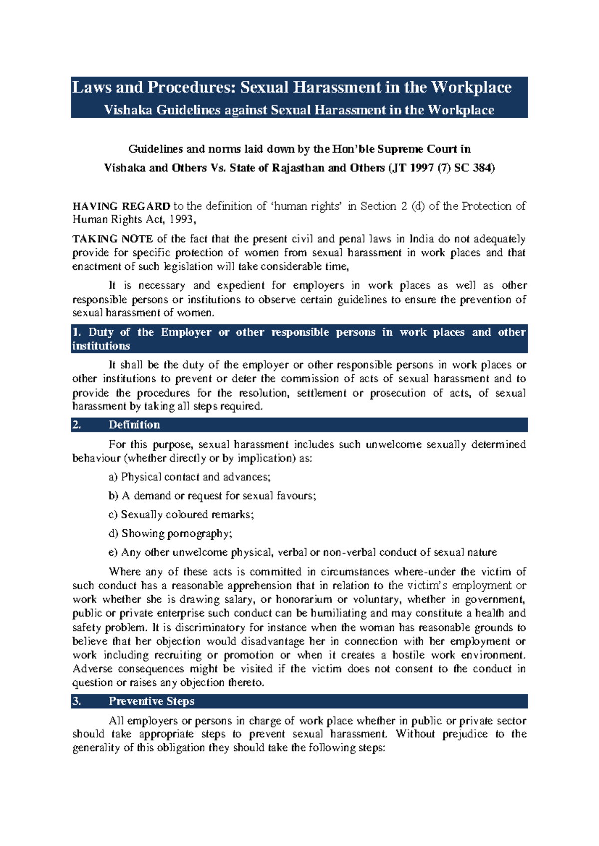 Vishakha Guidelines