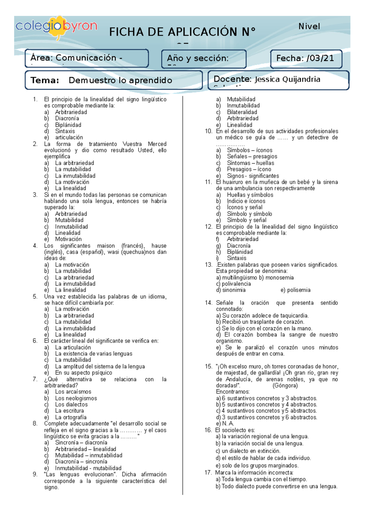 Lenguaje- Quinto A a a s s s dfas d asd asd asd - El principio de la ...