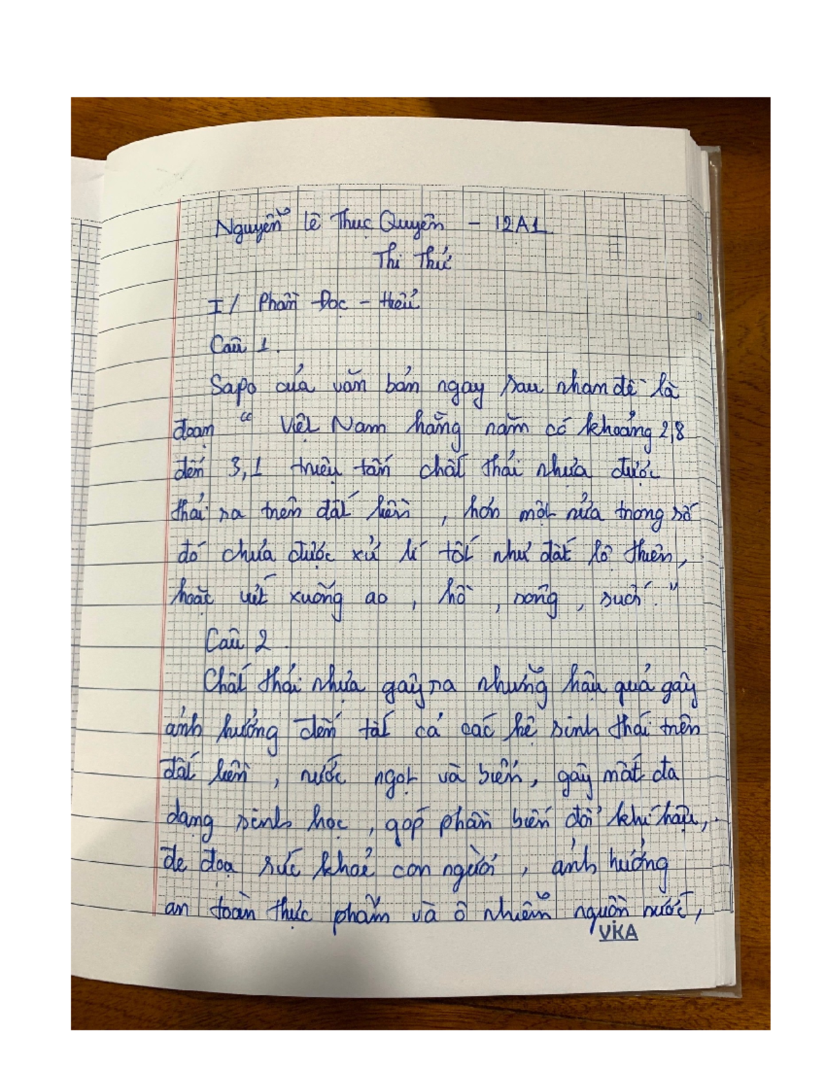 Nguyen le Thus Quyen - 12A1. Thi This I/ Phan Doc - Heir Can 1: Phan ...