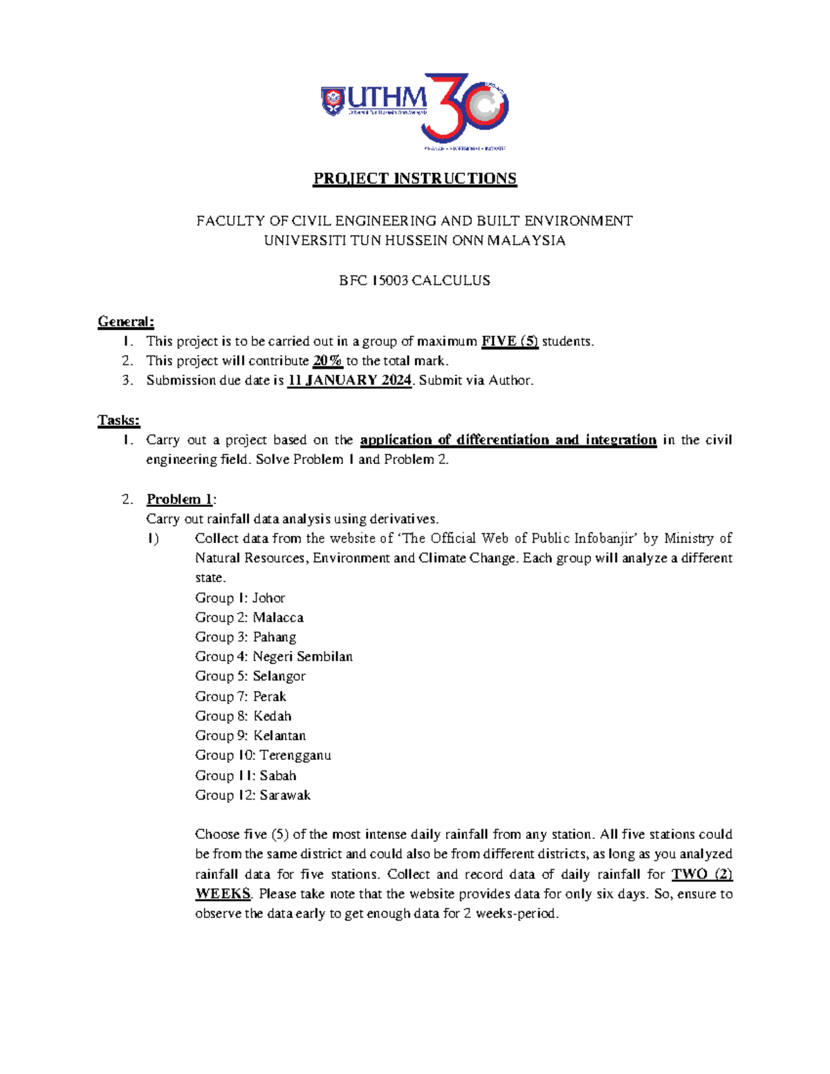 BFC 15003 Project Instructions: Rainfall Analysis & Fracture Energy ...