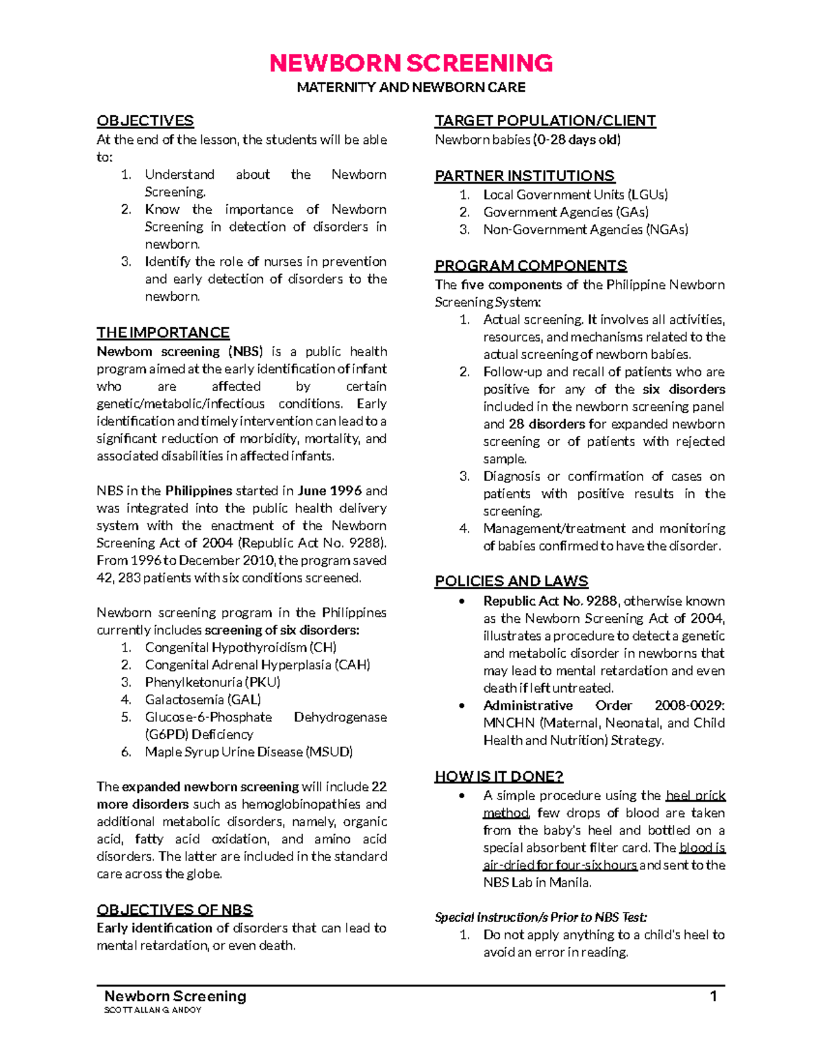 Maternity & Newborn Care: Comprehensive Overview of Newborn Screening ...