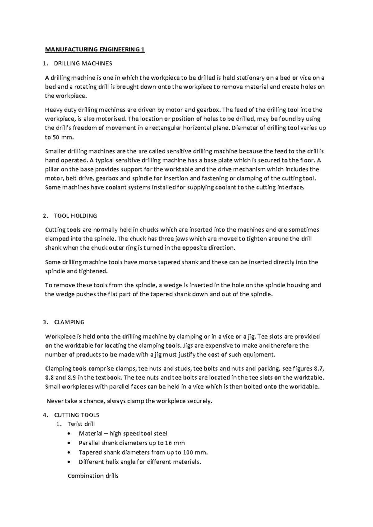 Drilling Machines Overview for Manufacturing Engineering (ME 3003 ...