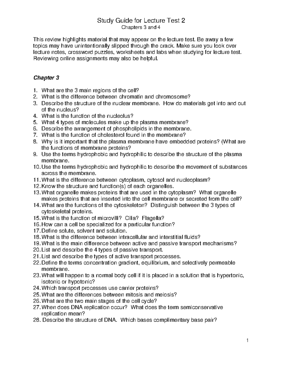 Study Guide for Lecture Test 2: Key Concepts from Chapters 3 & 4 - Studocu