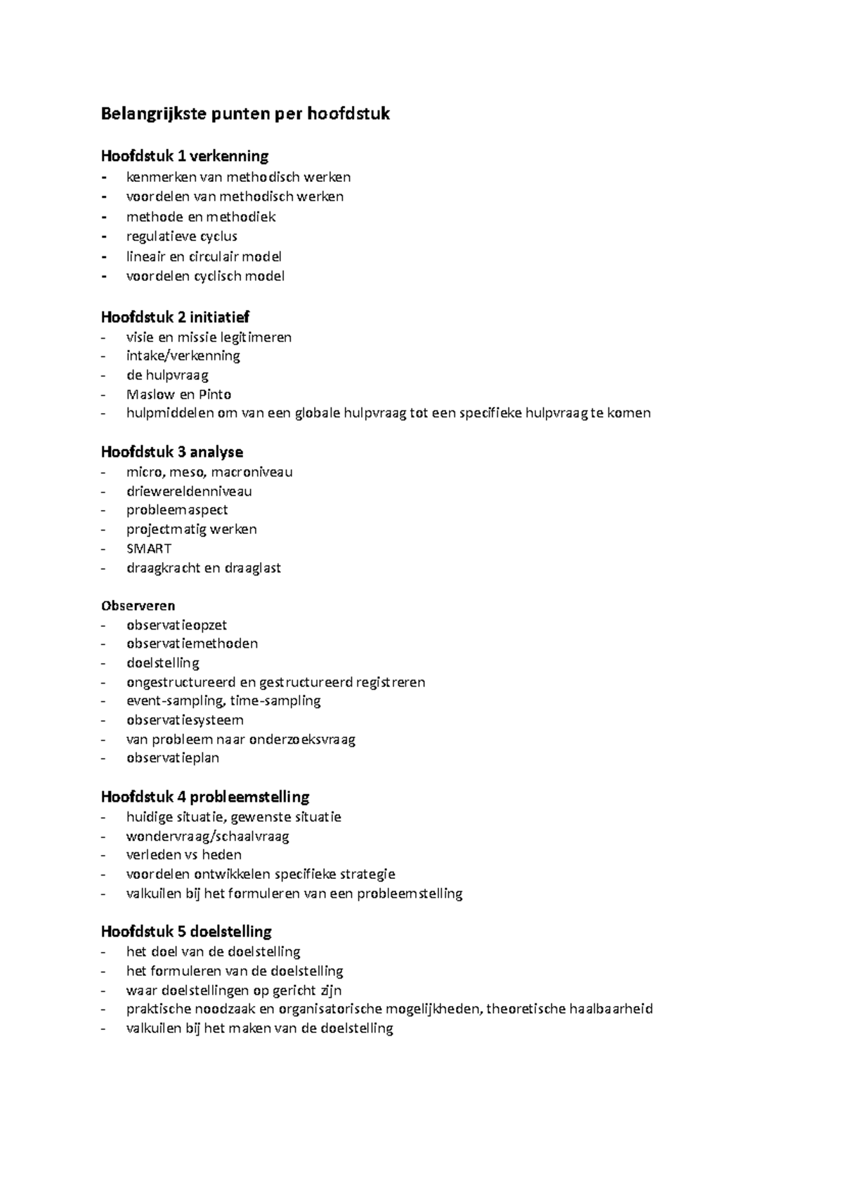 Belangrijkste punten per hoofdstuk - Belangrijkste punten per hoofdstuk ...
