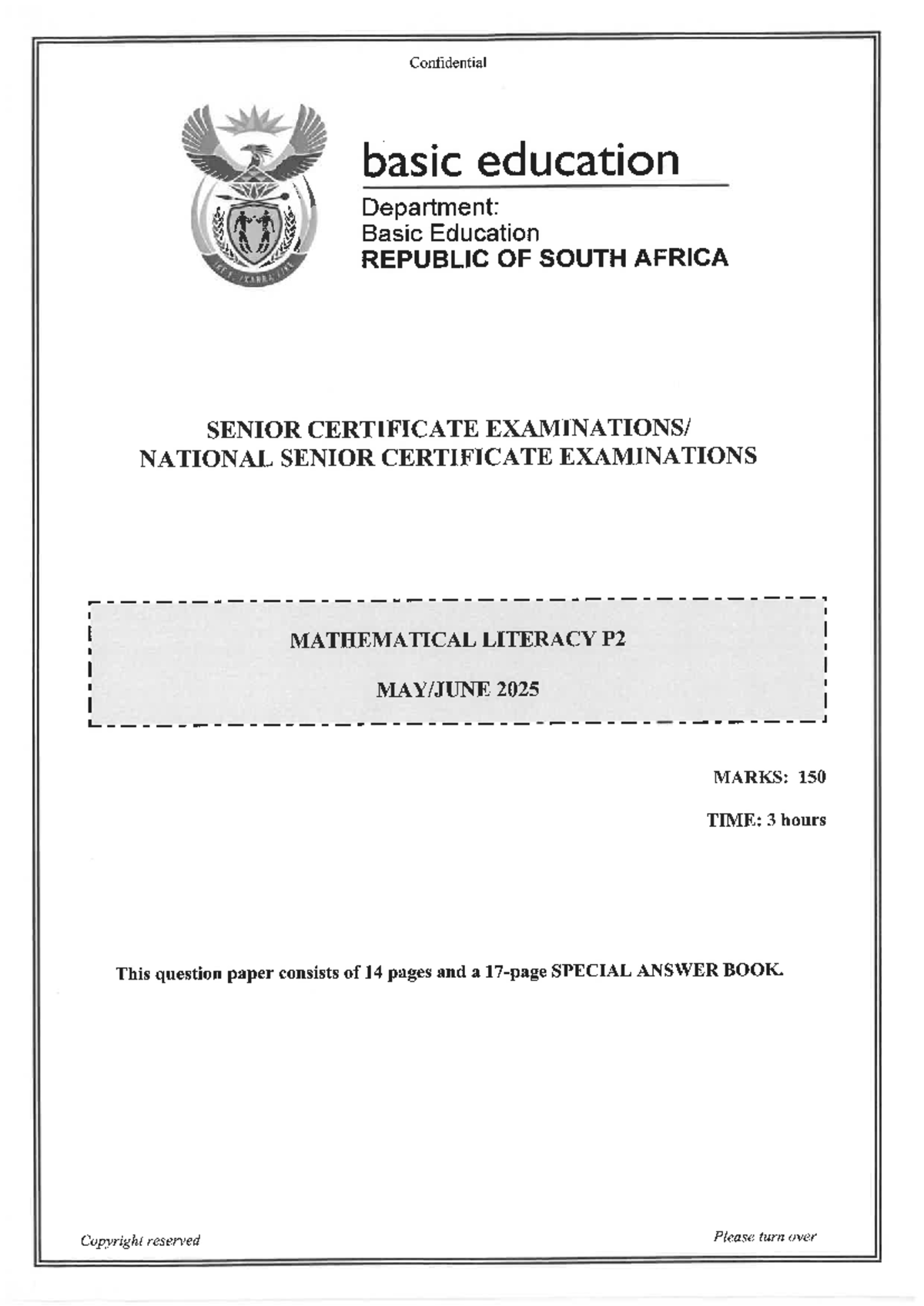 Mathematical Literacy P2 Exam Paper - May-June 2025 - Studocu