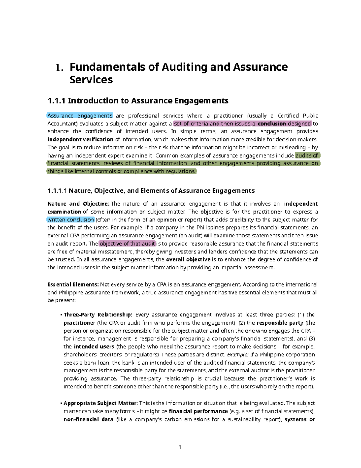 Fundamentals of Auditing and Assurance Services (MS 101) - Overview and ...