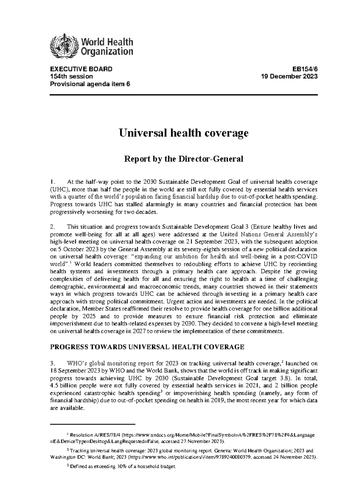 WHO UHC PHC: Progress Report on Universal Health Coverage 2023 - Studocu