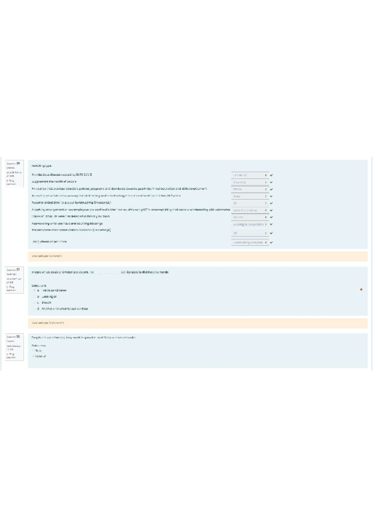 CSS-TESDA Quiz Answer Key: Infectious Diseases & Health Practices - Studocu