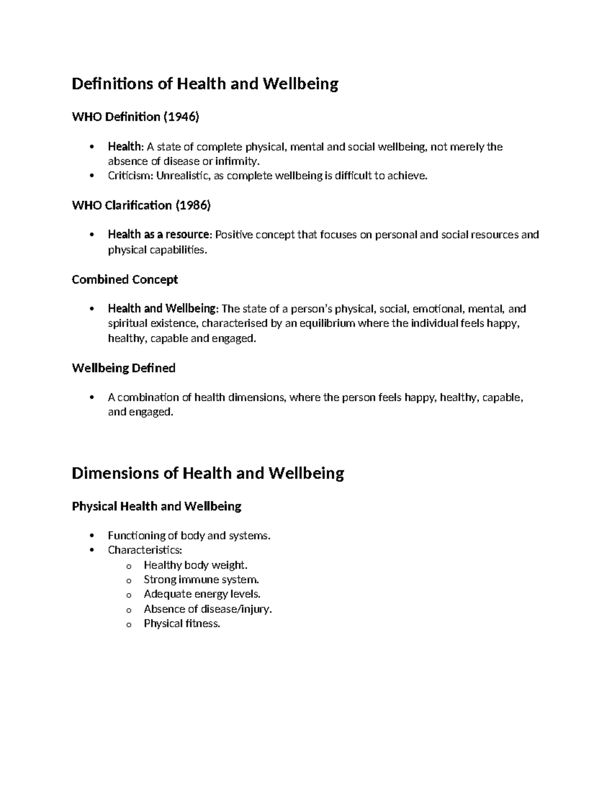 Chapter 1: Definitions of Health and Wellbeing - Key Concepts and ...