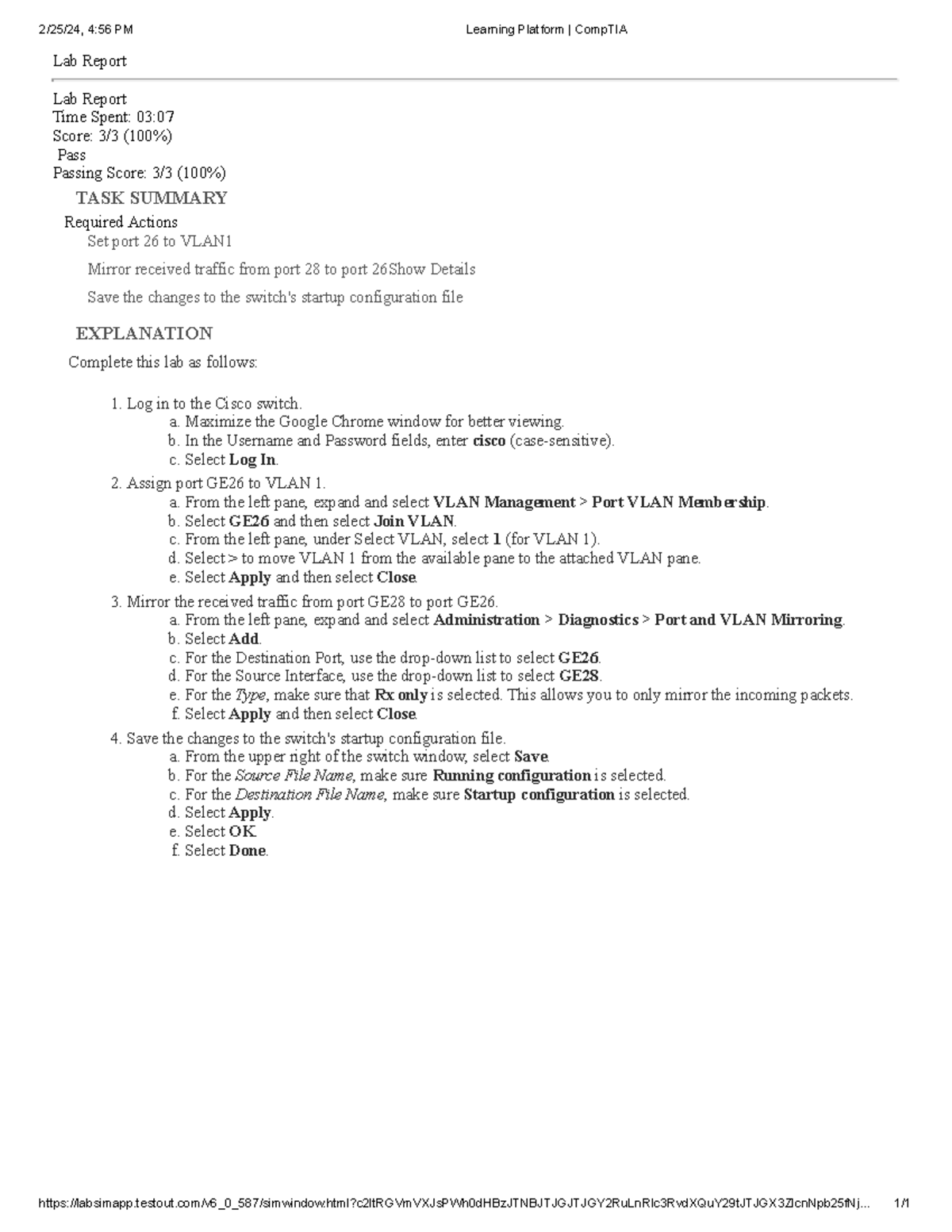 7.3.12 Port Mirroring Configuration Lab Report Guide - Studocu