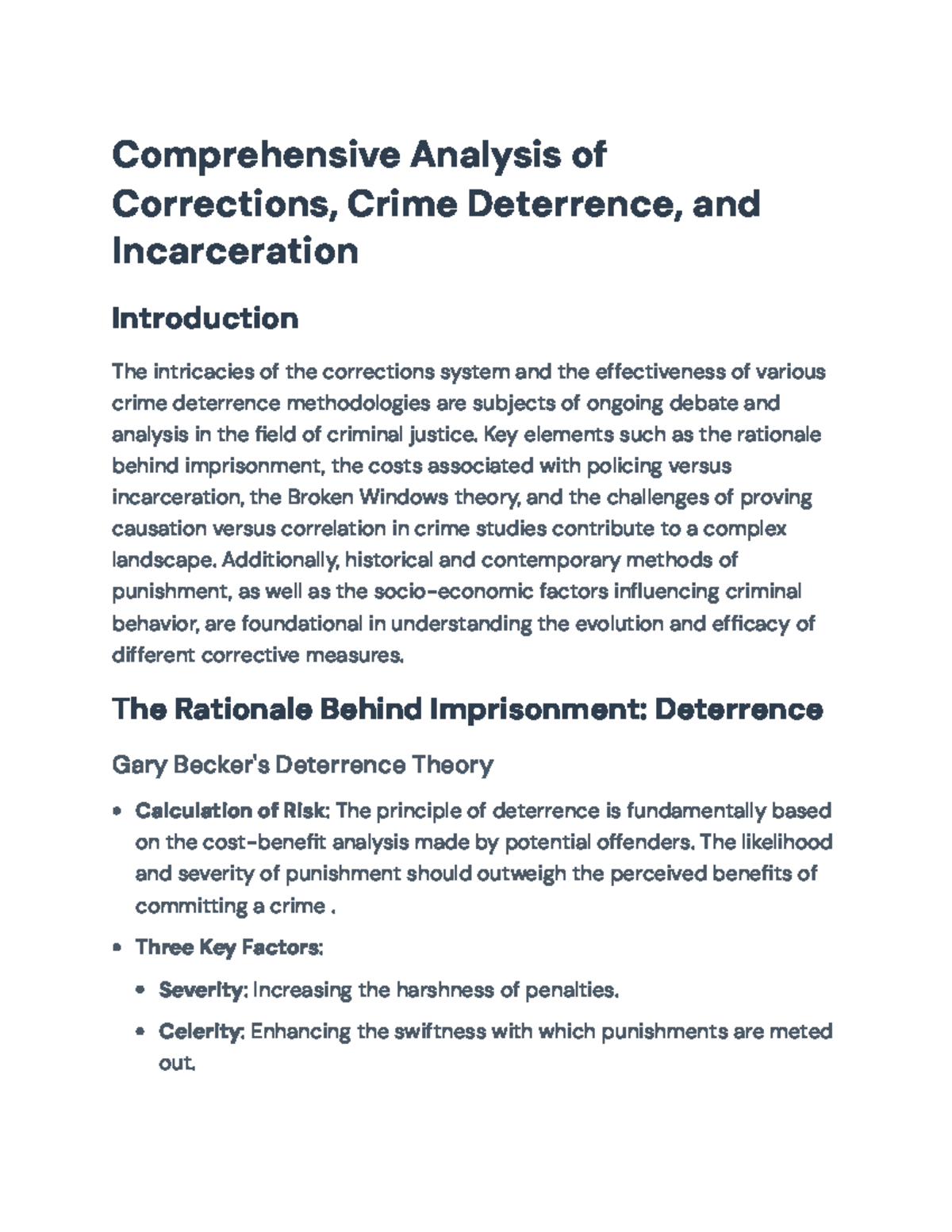 Comprehensive Analysis of Corrections and Crime Deterrence Strategies - Comprehensive Analysis ...