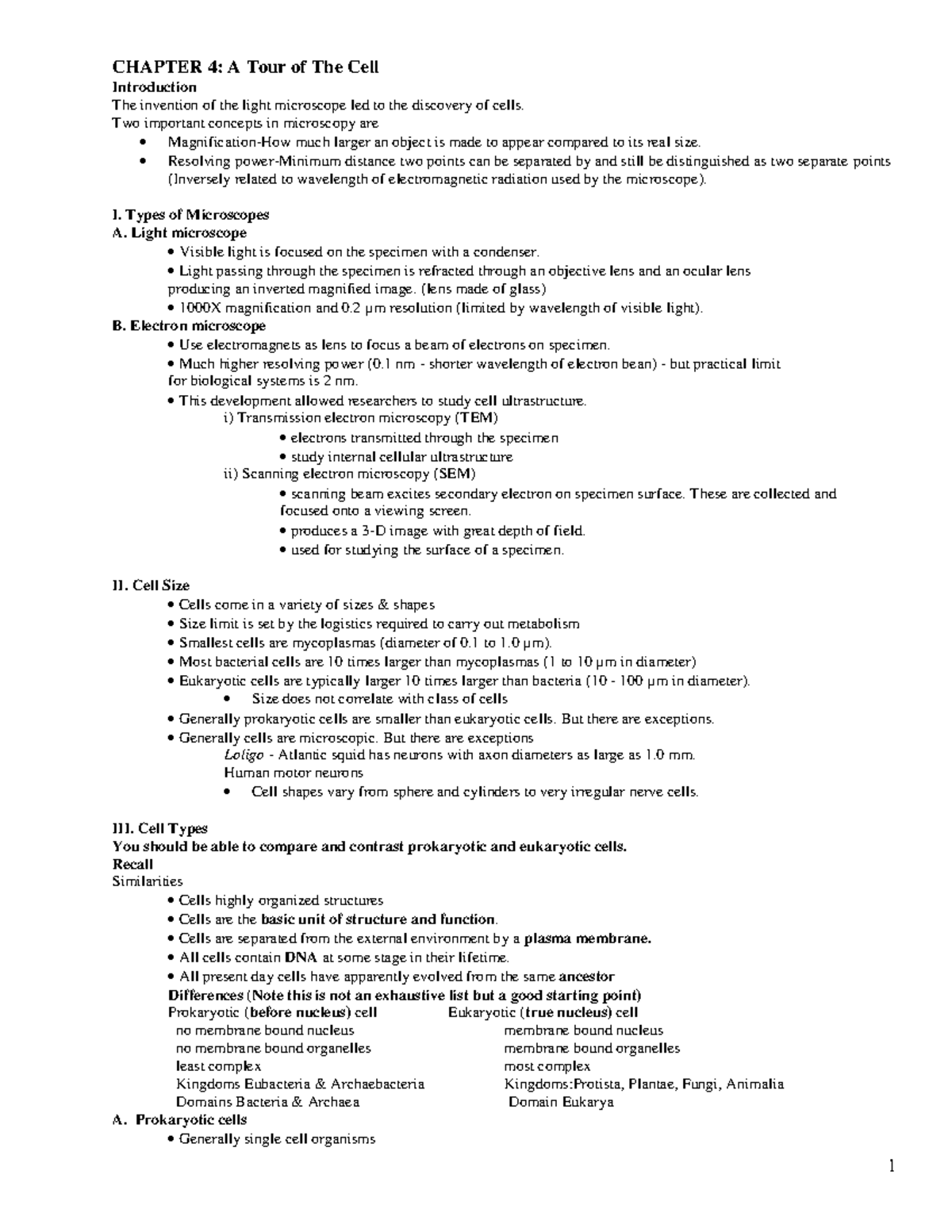 Lecture Notes On Cell Structure And Function Bio101 Chapter 4 Studocu