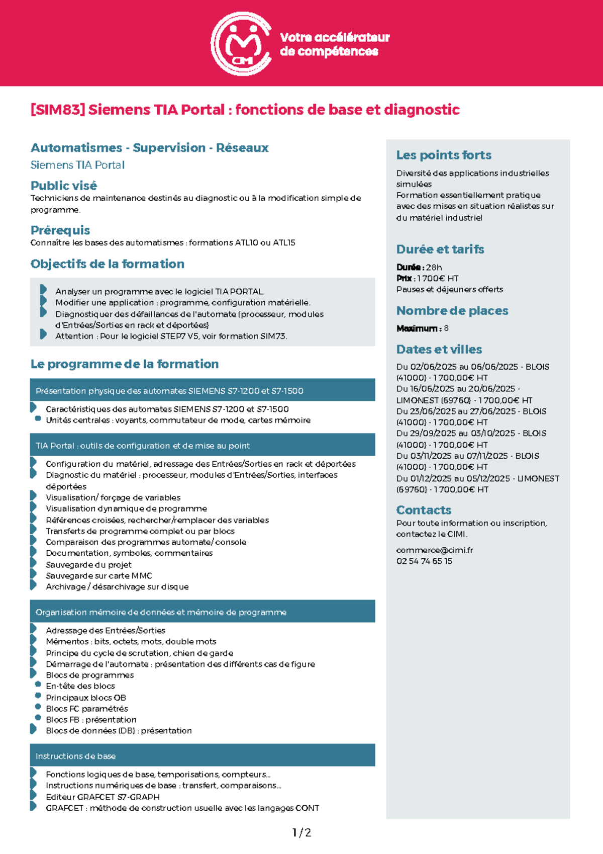 SIM83 - Formation TIA Portal : Fonctions de Base et Diagnostic - Studocu