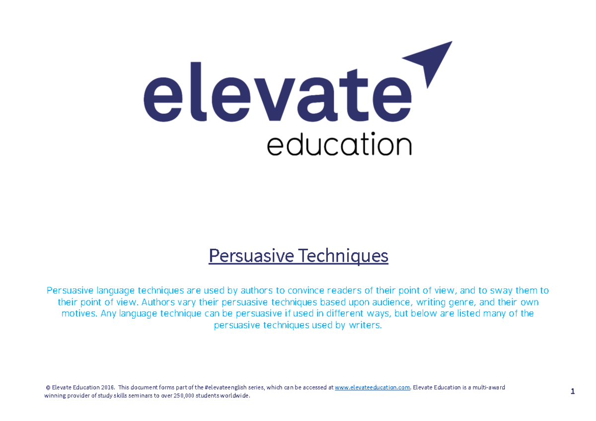 4 - Persuasive Techniques Cheat Sheet for Effective Writing - Studocu