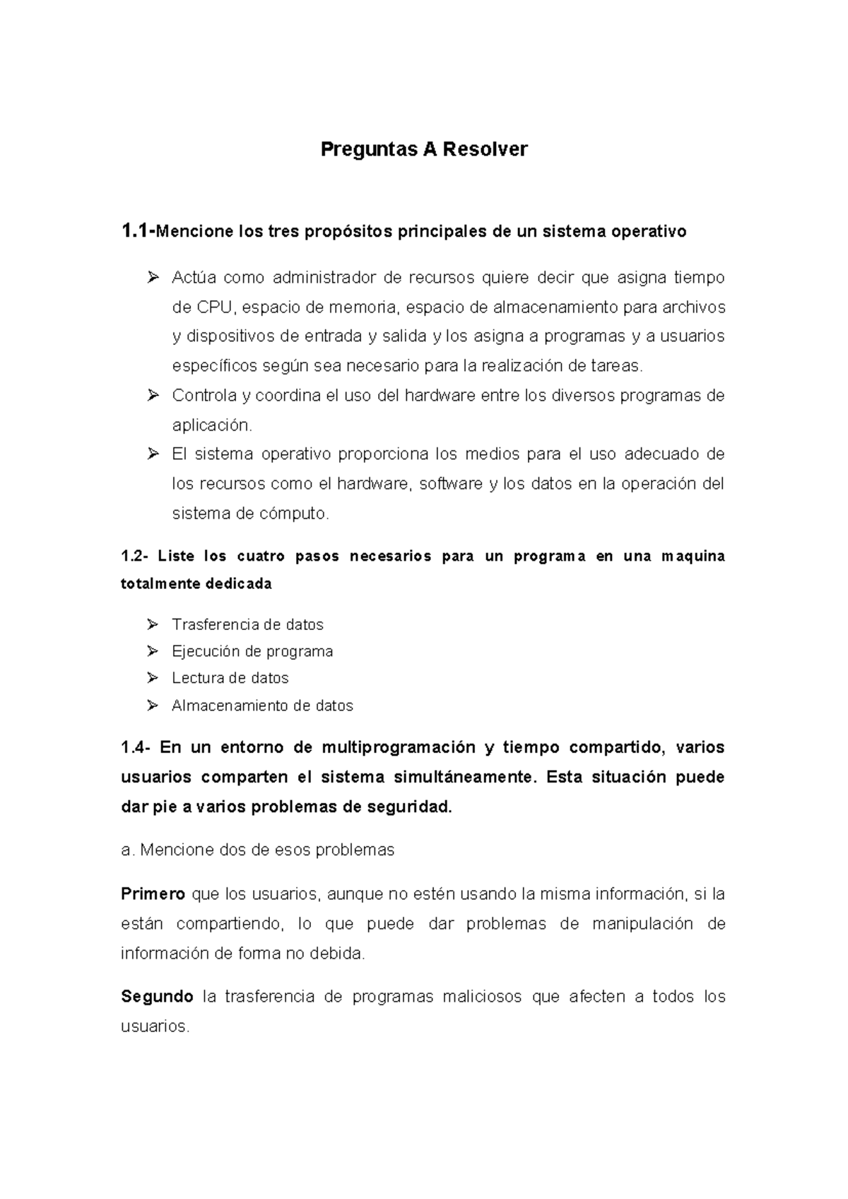 Ejercicios-cap1 - traea - Preguntas A Resolver 1-Mencione los tres ...