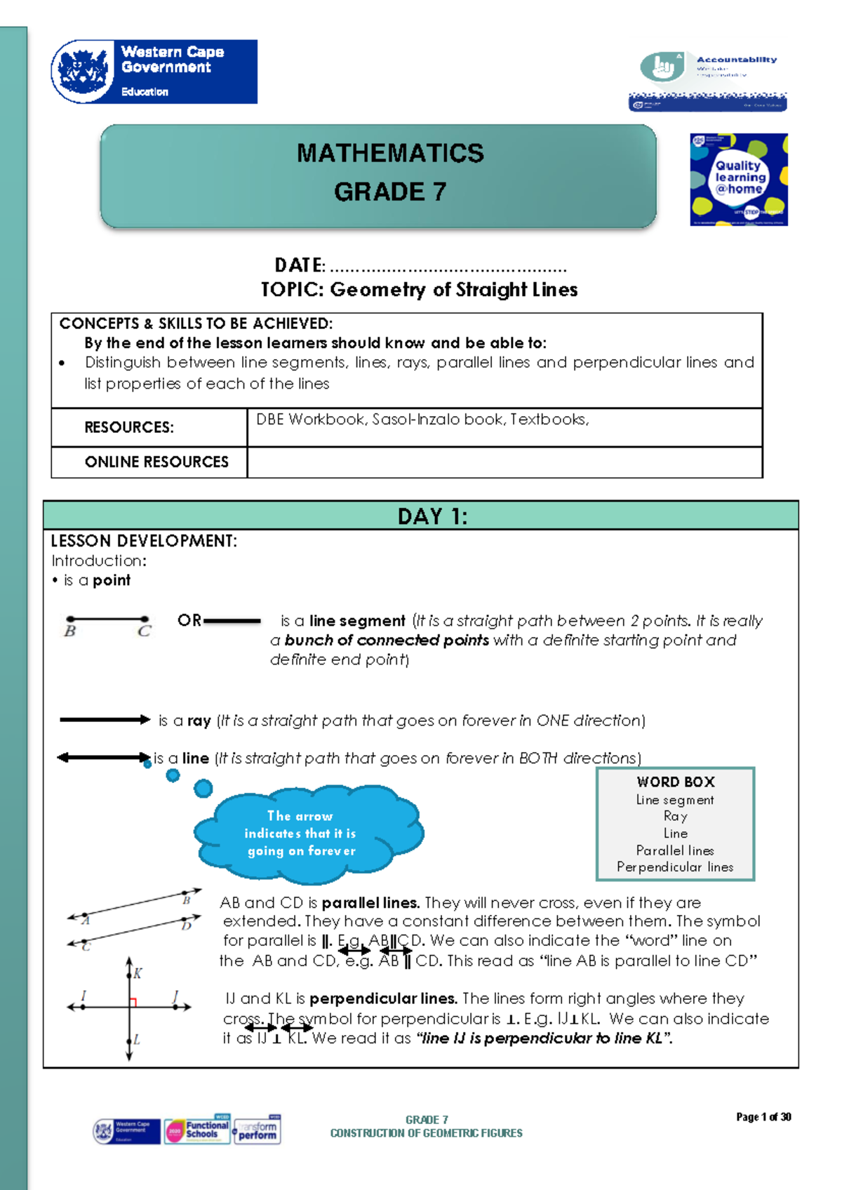 Grade 7 Geometry: Construction of Lines, Angles & Figures Term 3 2021 ...