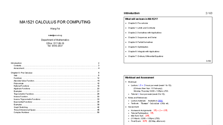 MA1521 Calculus for Computing: Chapter 0 Overview and Concepts - Studocu