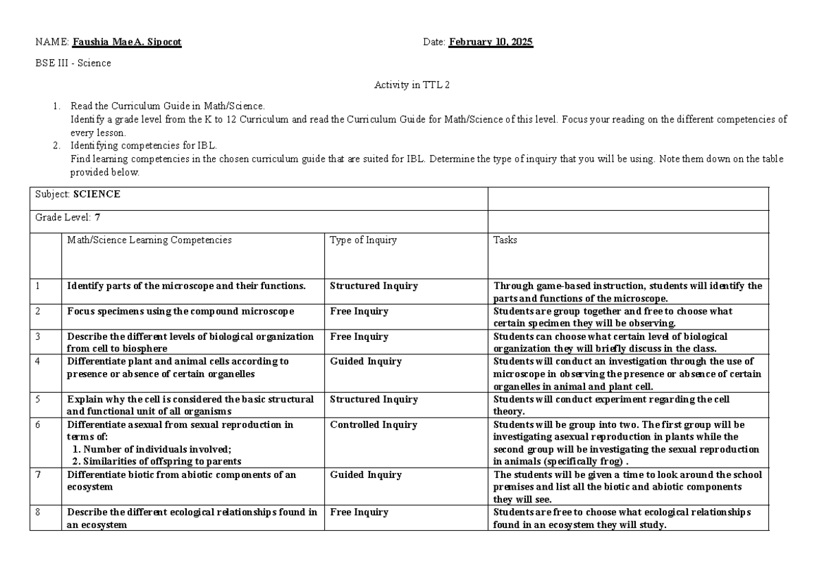 Activity-in-IBL - Inquiry-Based Learning focuses on student-led ...