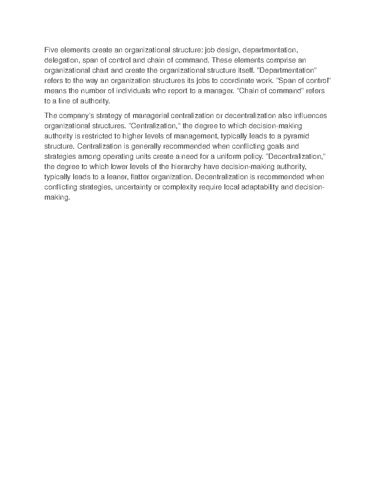 Five elements create an organizational structure - BS Information ...