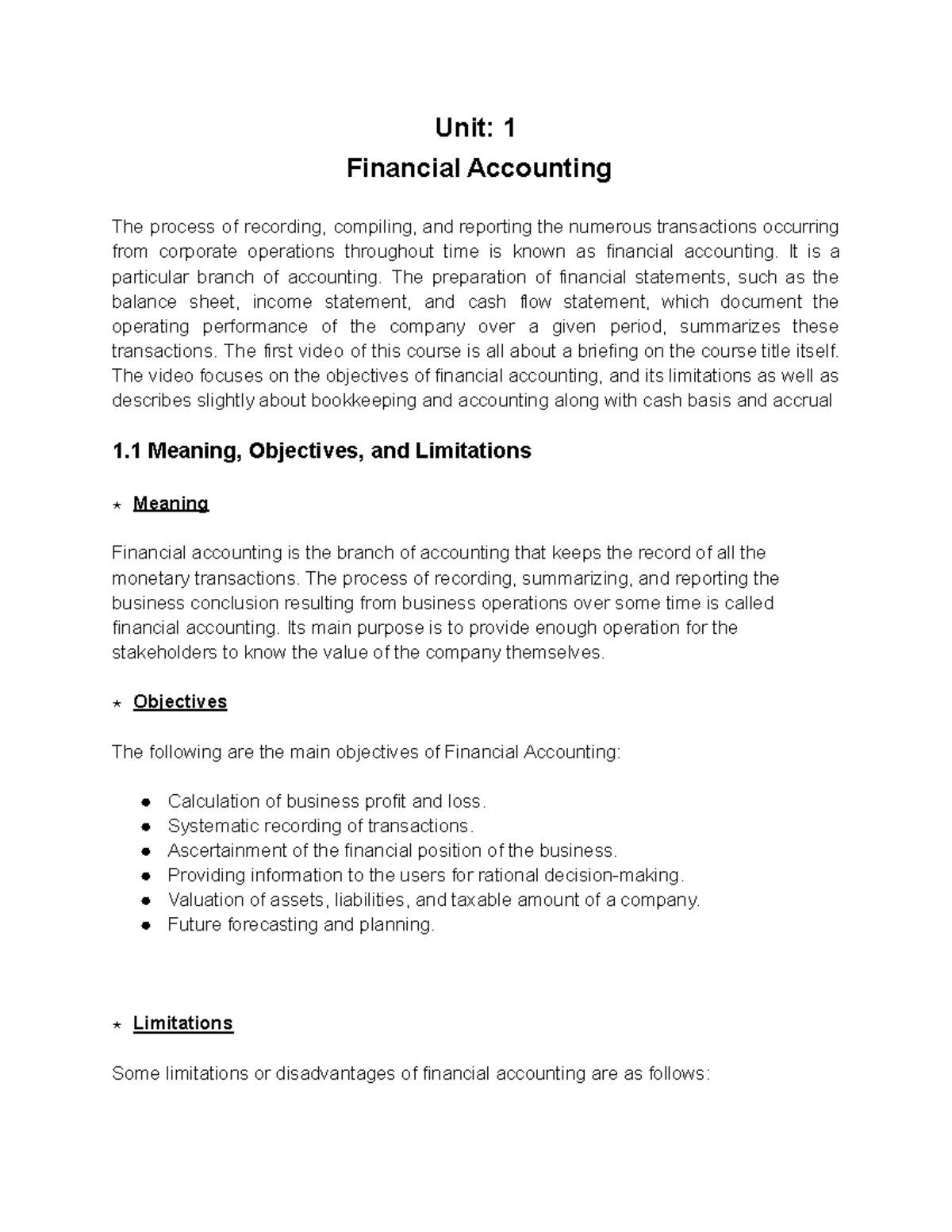 Financial Accounting Overview and Key Concepts - BBS 1st Year Notes ...