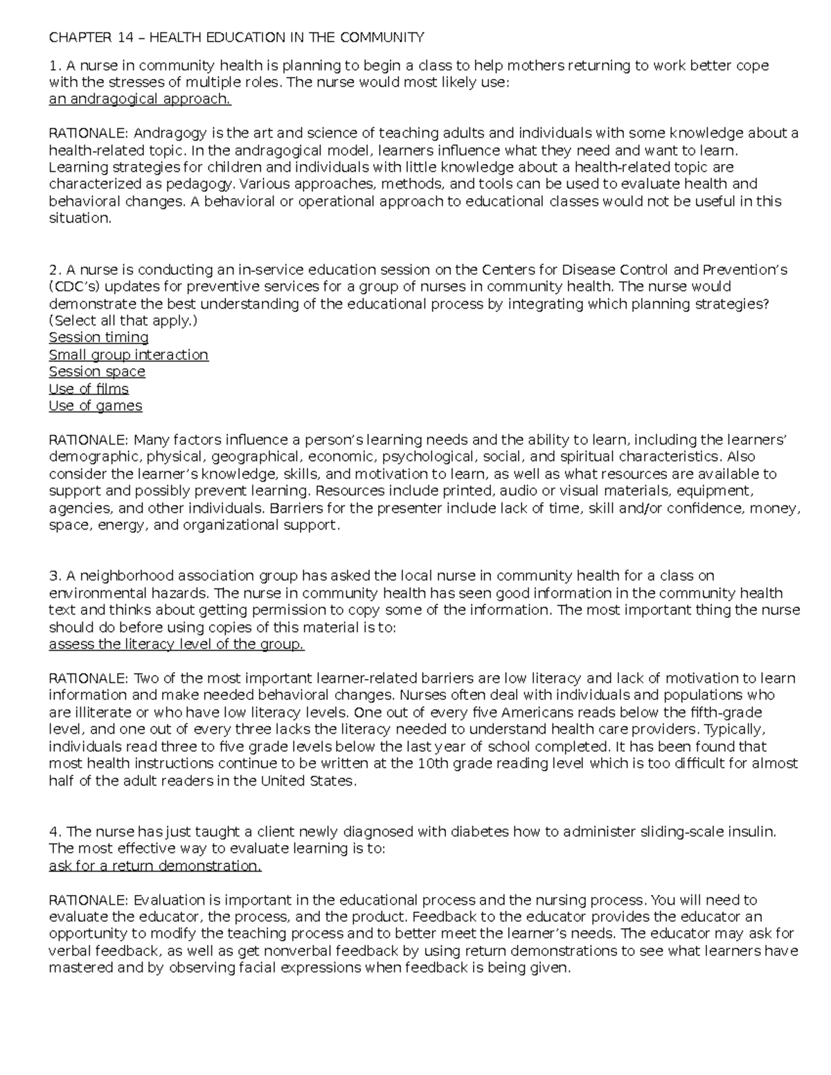 Chapter 14 - Health Education in the Community - CHAPTER 14 – HEALTH ...