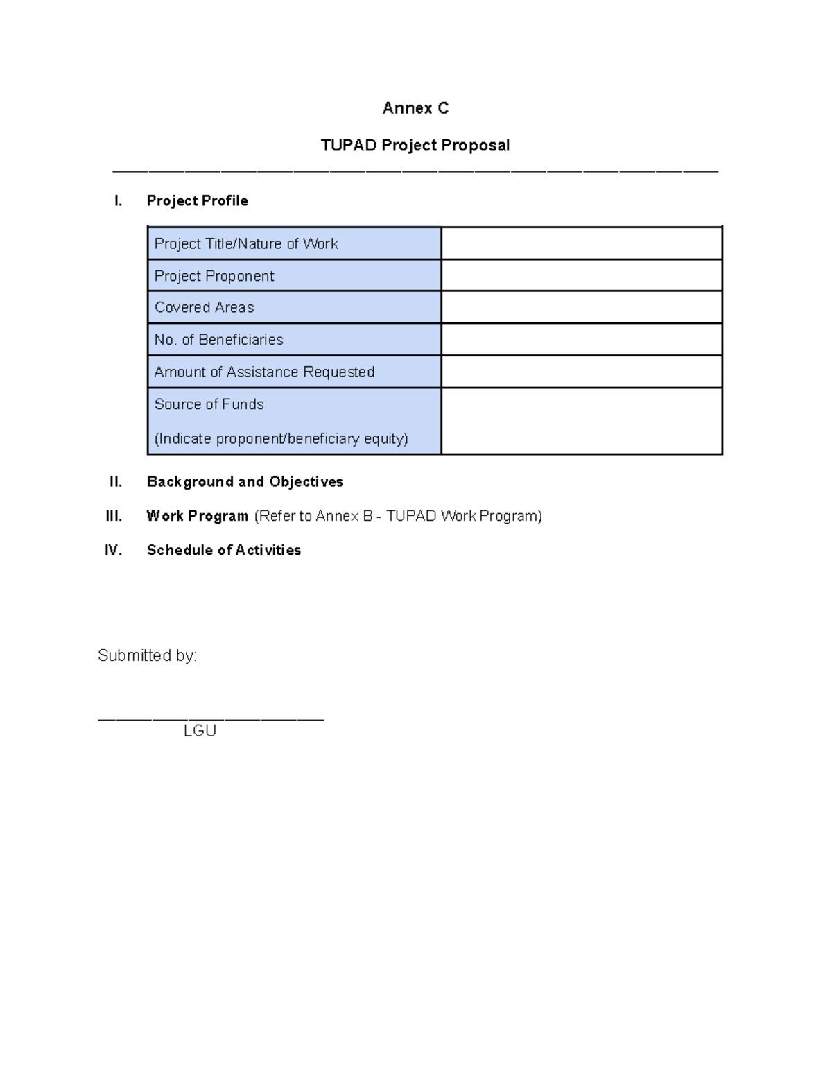 Project Proposal 239 23 - Annex C TUPAD Project Proposal - Studocu