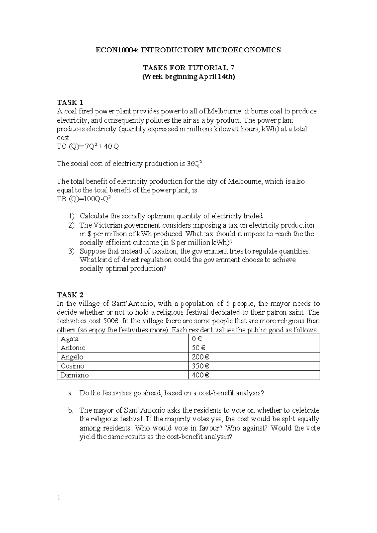 Week 7 Tutorial Questions for Introductory Microeconomics (Tasks) - Studocu