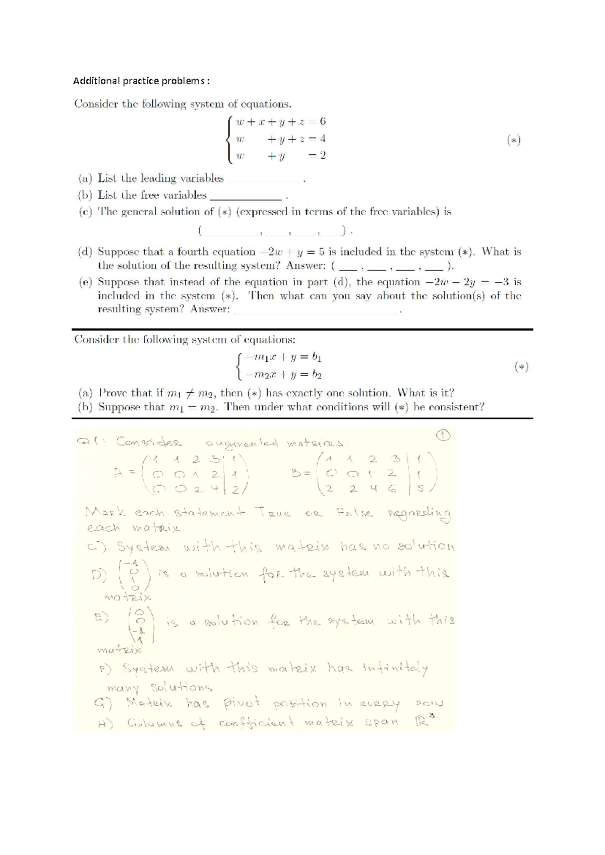 Additional practice problems - sc1004 - SC1004 - Additional practice ...