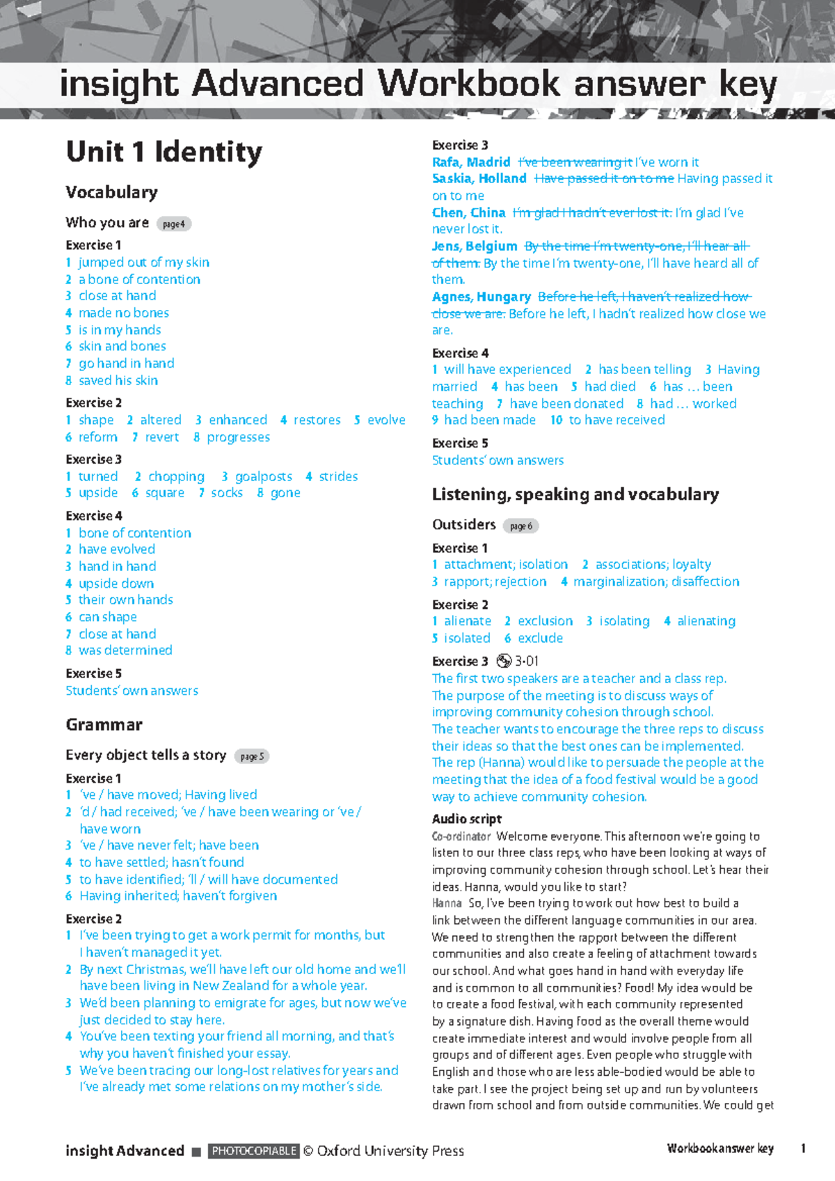 Insight advanced workbook answer key - insight Advanced Workbook answer ...