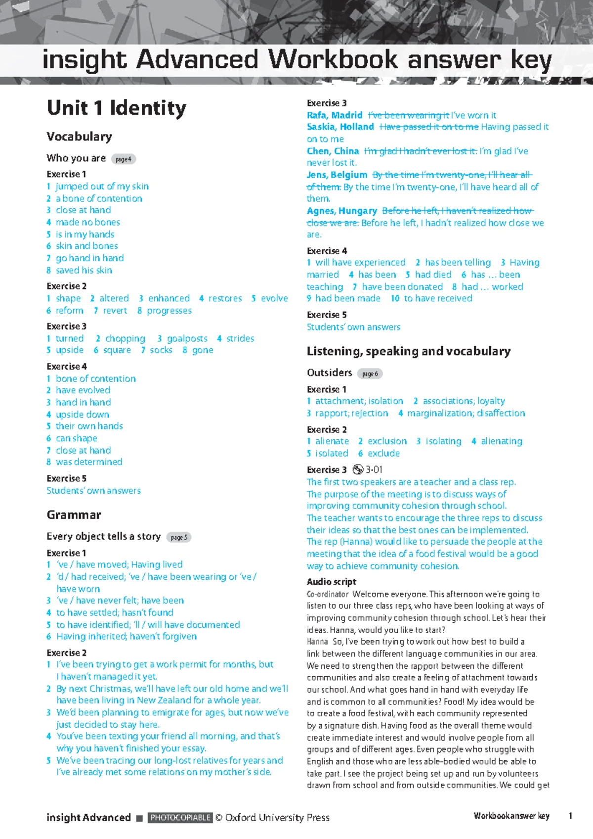 Impulse 4 Tests answer key - Unit 1 Vocabulary Short Test 1 | Group A 1 ...