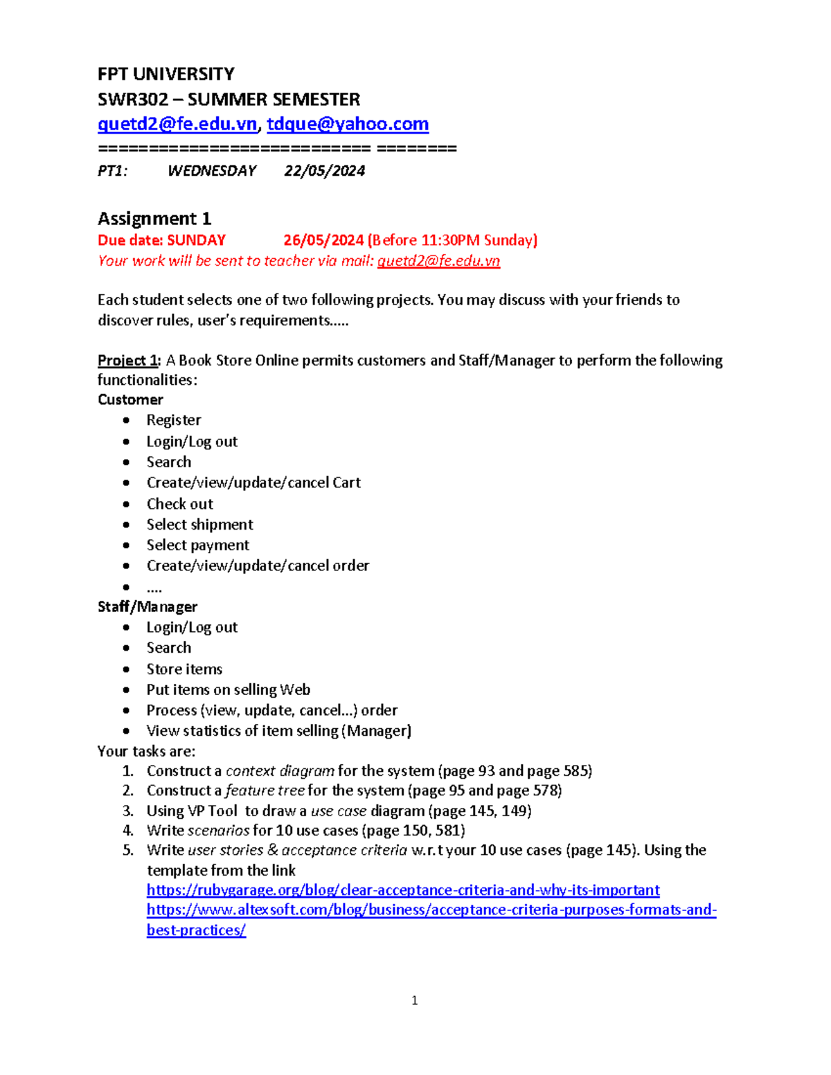 SWR302 - Summer 2024 - Assignment 01: Project Options and Guidelines ...