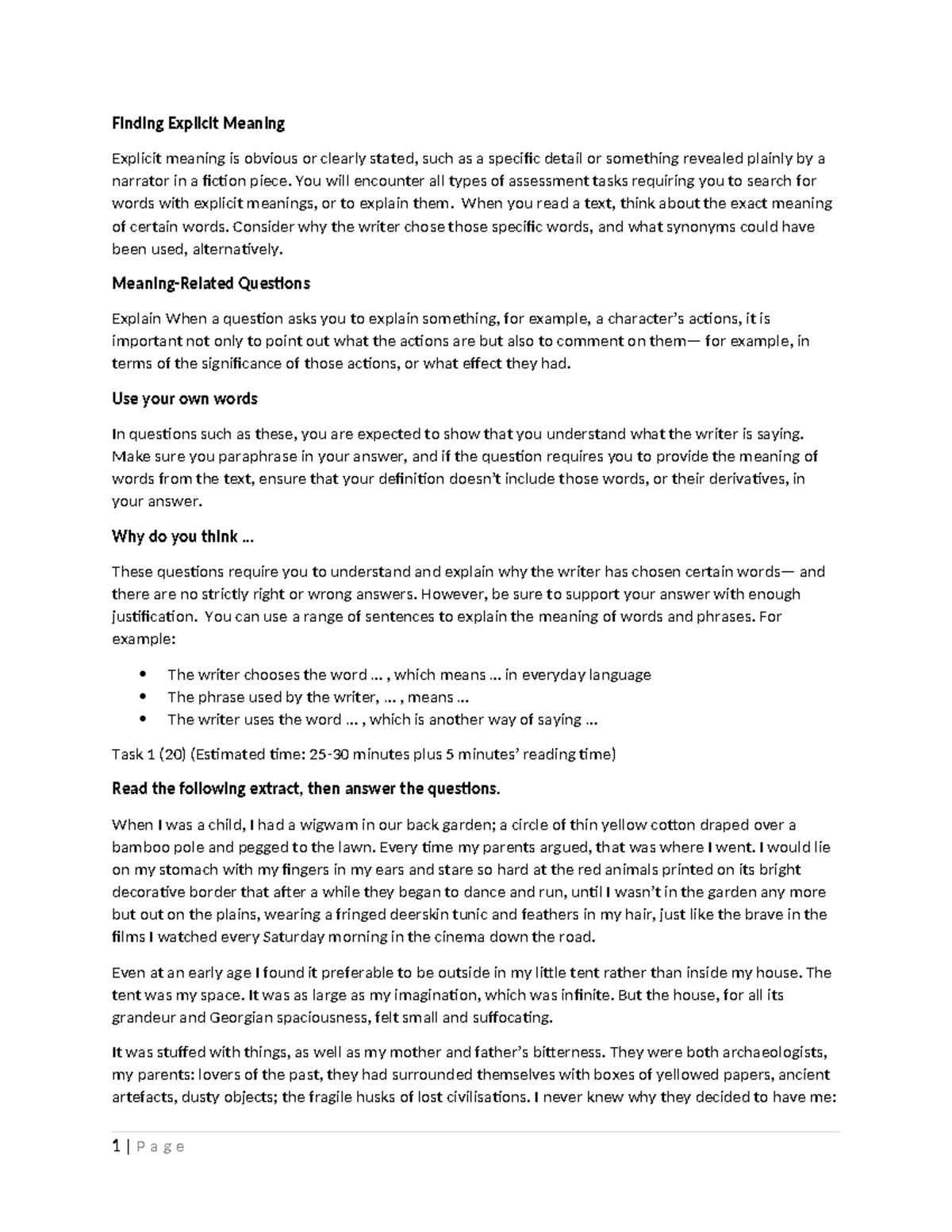 Explicit vs Implicit Meaning - Worksheet (Final Exam) - Studocu
