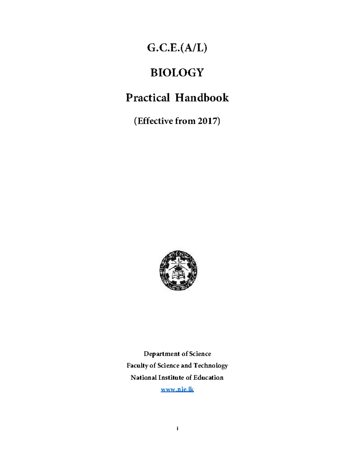 BIOLOGY Practical Handbook (2017) - National Institute of Education ...