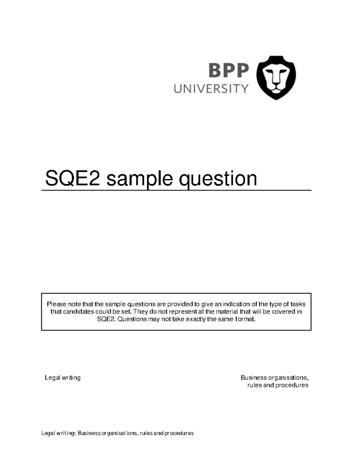SQE2 Sample Questions for Legal Writing: Business Organisations - Studocu
