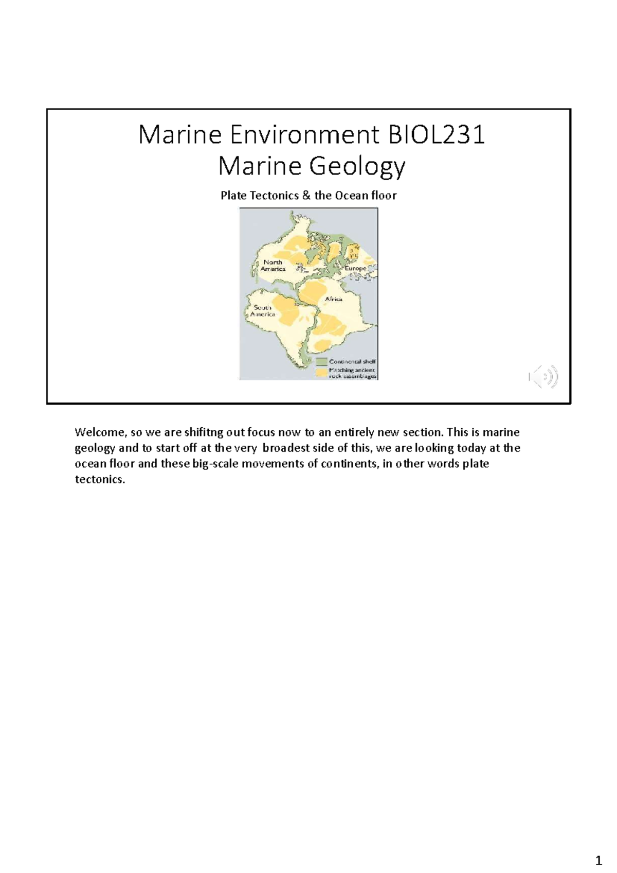 Lecture 12 - BIOL231 Plate Tectonics and the Ocean Floor Overview - Studocu