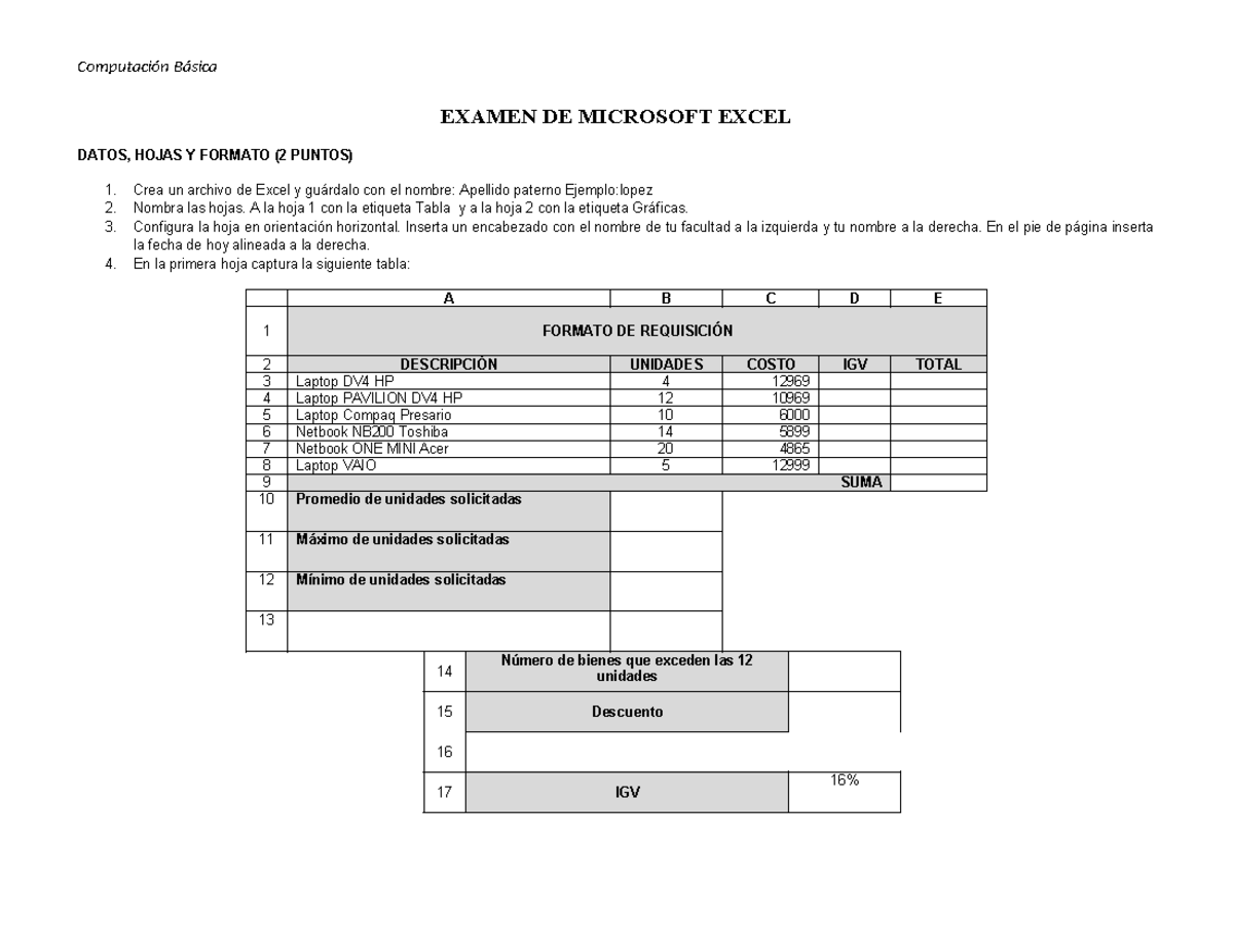 Computación Básica EXAMEN DE MICROSOFT EXCEL Y WORD 2025 - Studocu