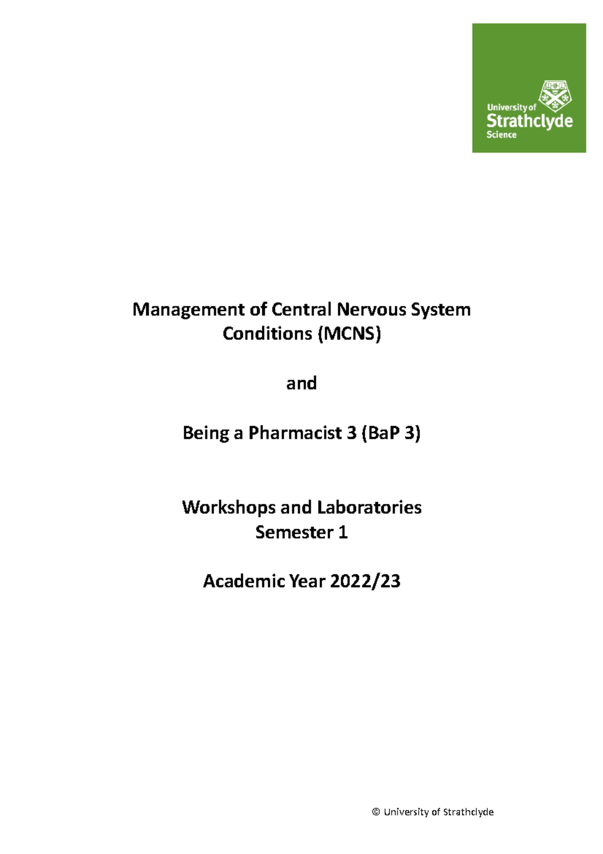 MP422 workbook - Management of Central Nervous System Conditions (MCNS ...