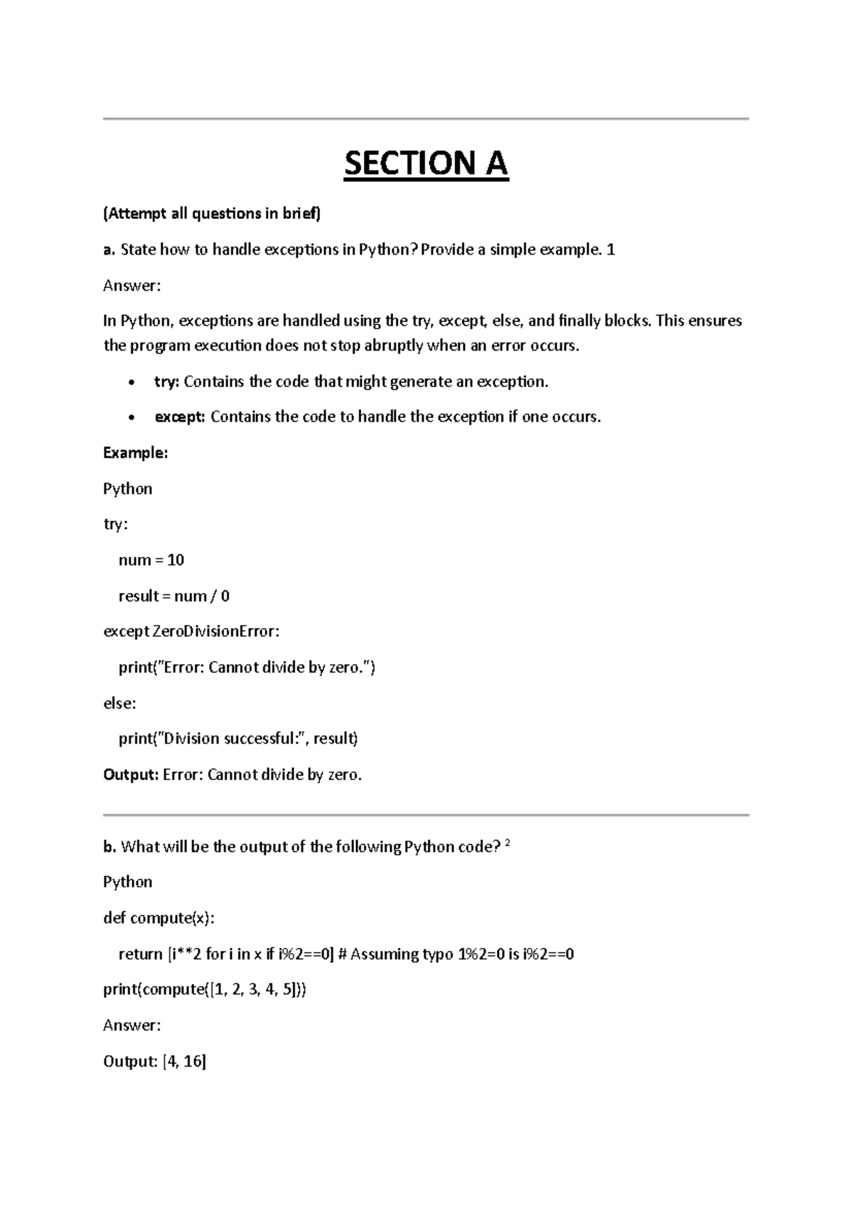 BCC302 - Python Programming Past Year Questions Solutions - Studocu