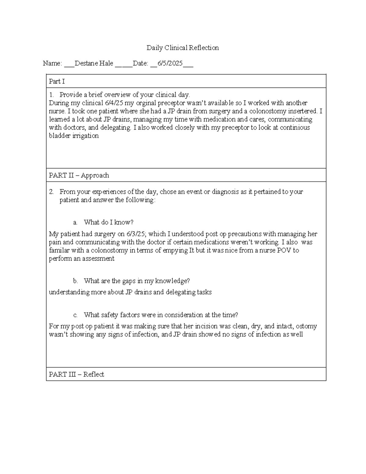 Daily Clinical Reflection: Insights from Clinical Practice - POST 5 ...