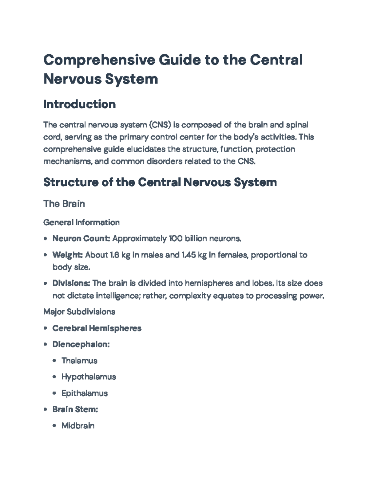 CNS 101: Comprehensive Guide to Central Nervous System Anatomy ...