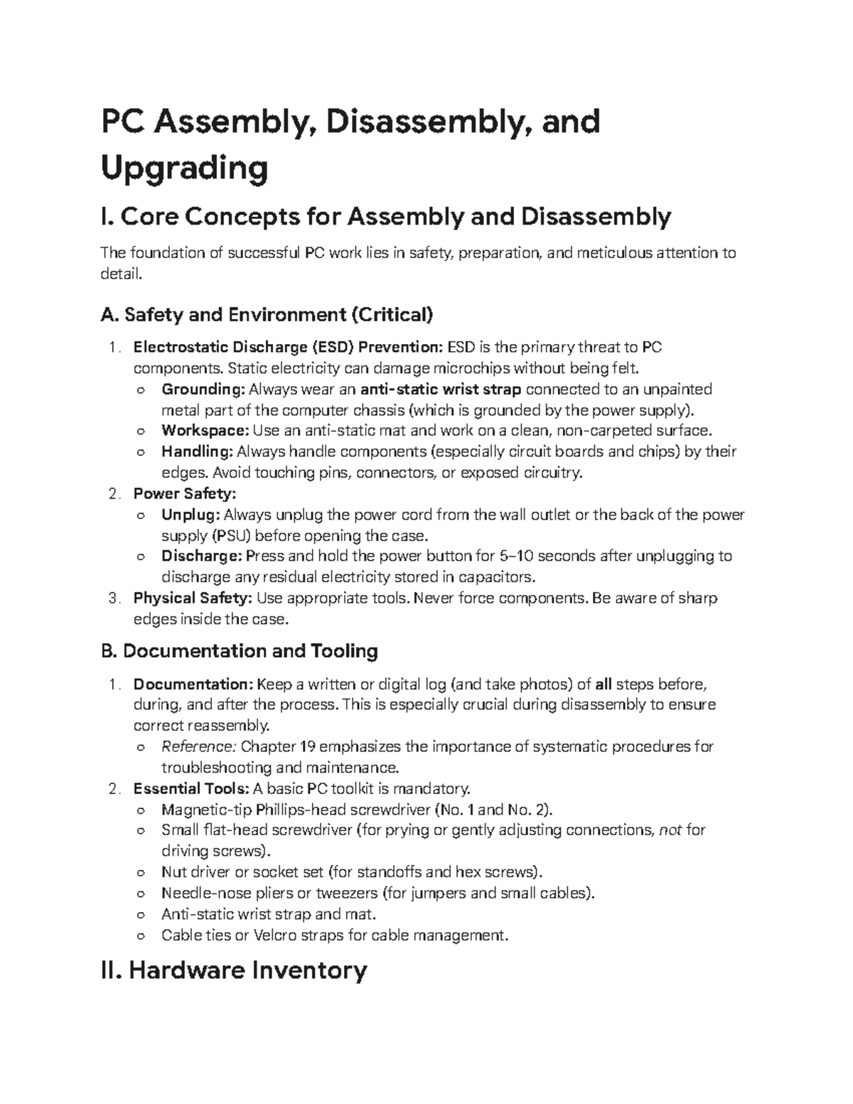 PC Assembly & Disassembly Guide: Core Concepts & Upgrading - Studocu