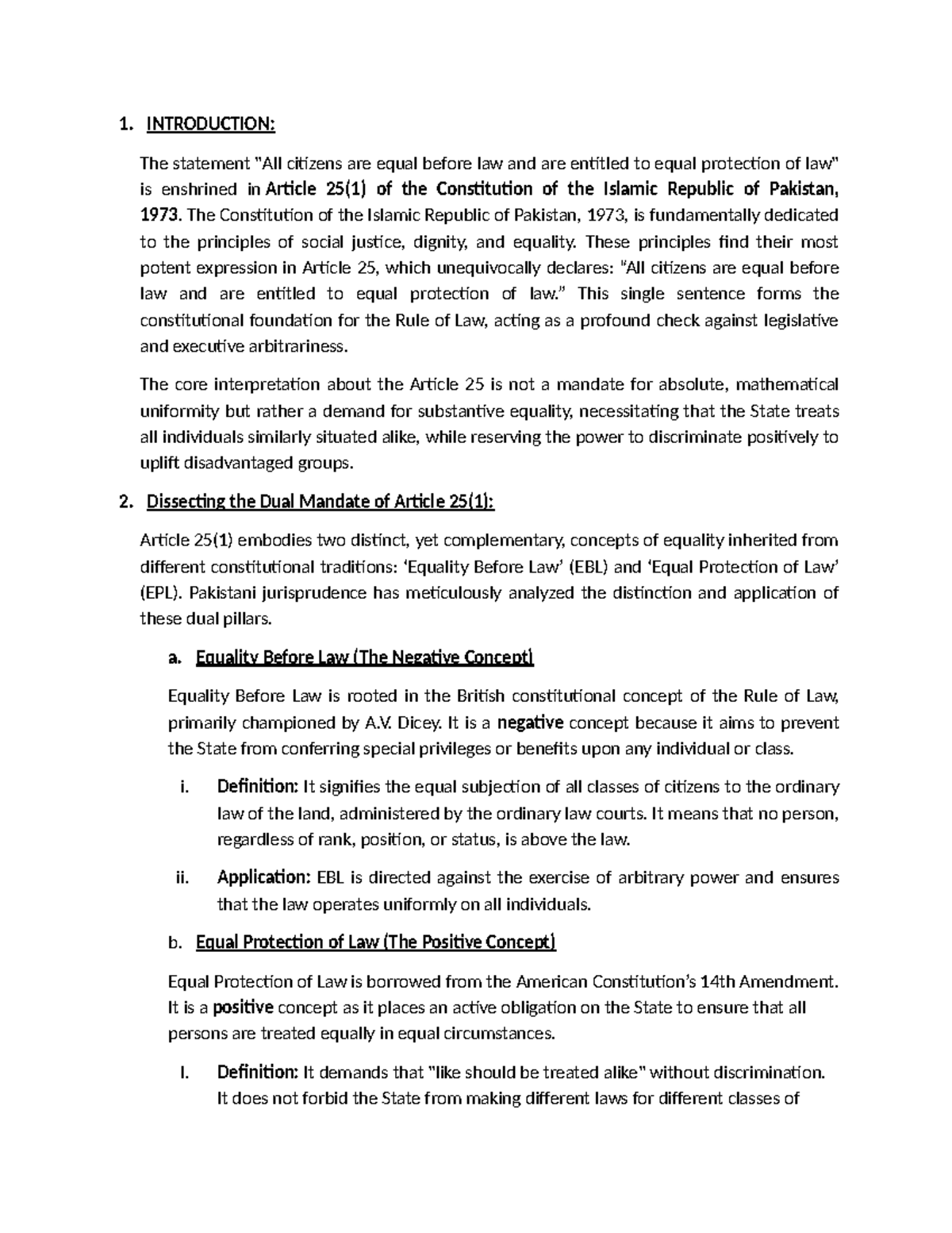 Article 25 of the Pakistani Constitution: Equality Before Law ...