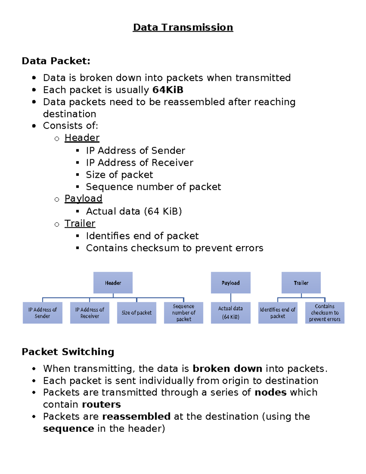 Data Transmission Overview: Packets, Methods, and Security (CS101 ...