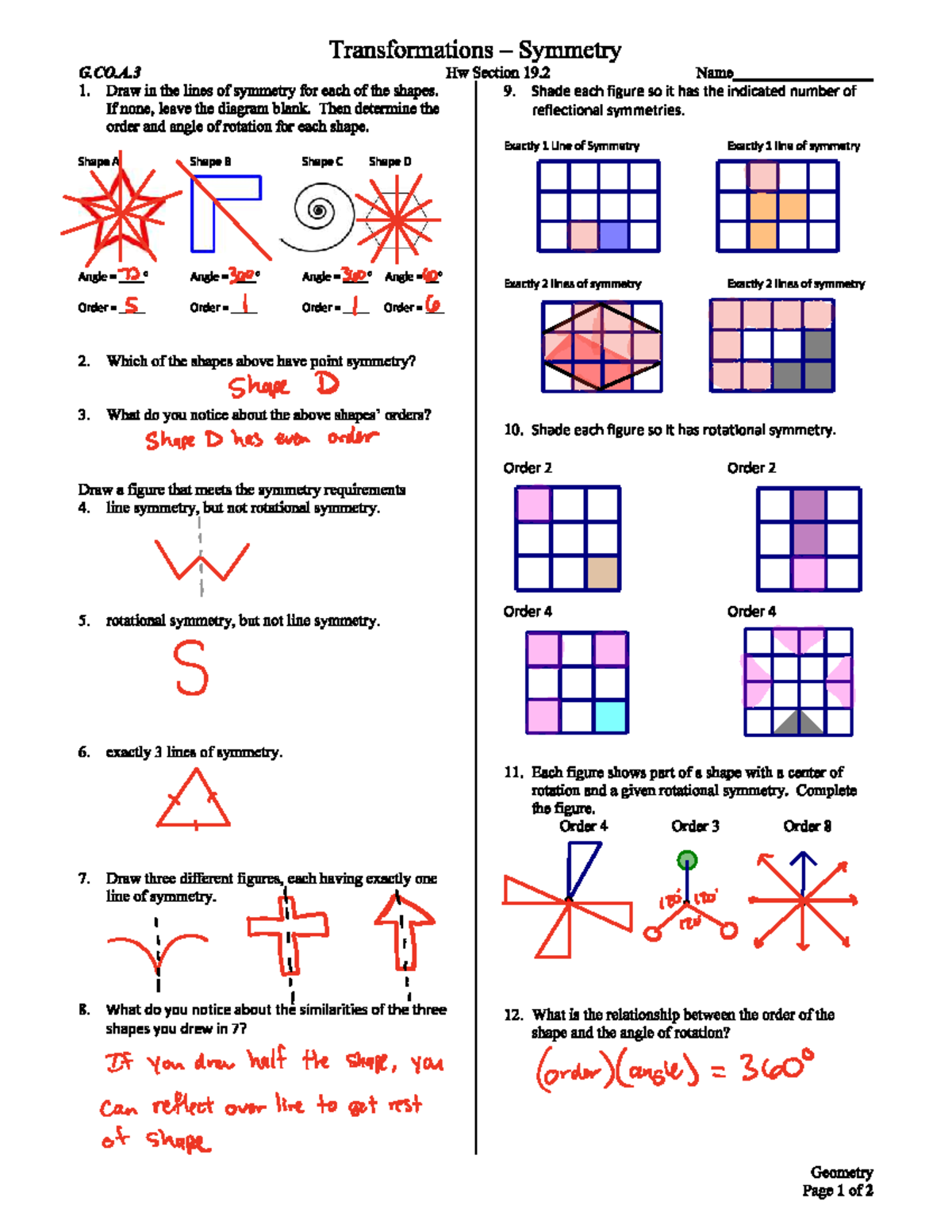 G19 - Transformations: Symmetry & Rotation Analysis - Studocu