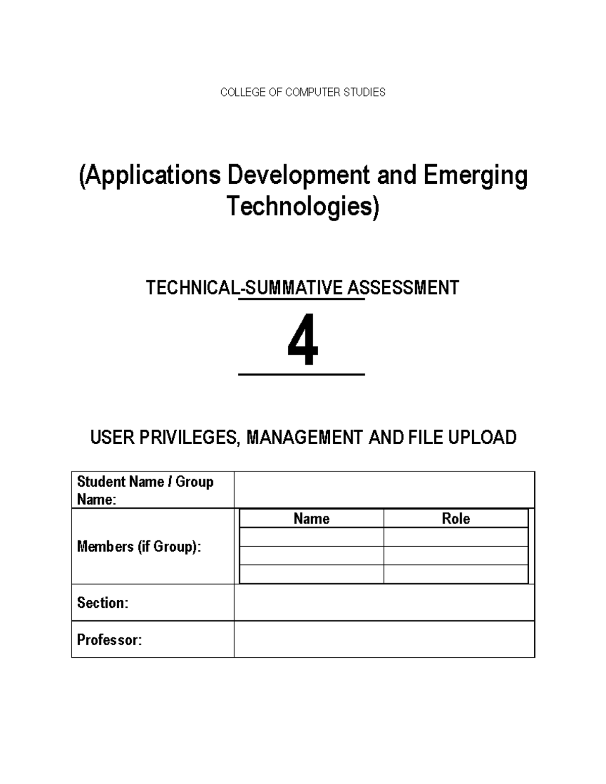 SA4 - Technical Assessment on User Privileges and File Upload - Studocu