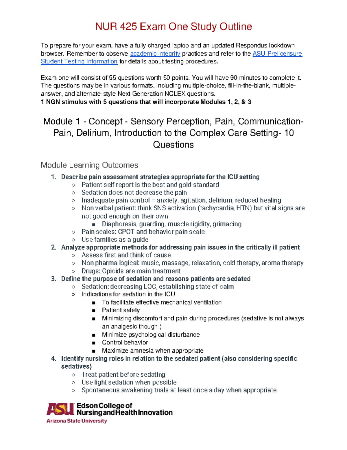 NUR 425 Exam One Study Outline: Cardiovascular Dysrhythmias and ...