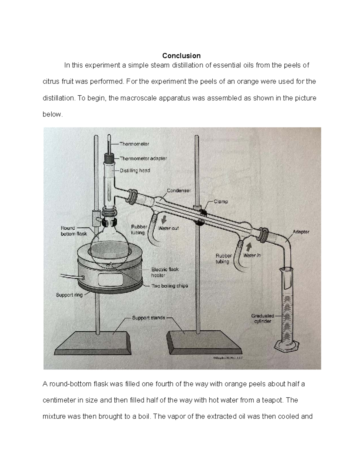 Lab Report 1 - Simple Distillation of Citrus Essential Oils - Studocu
