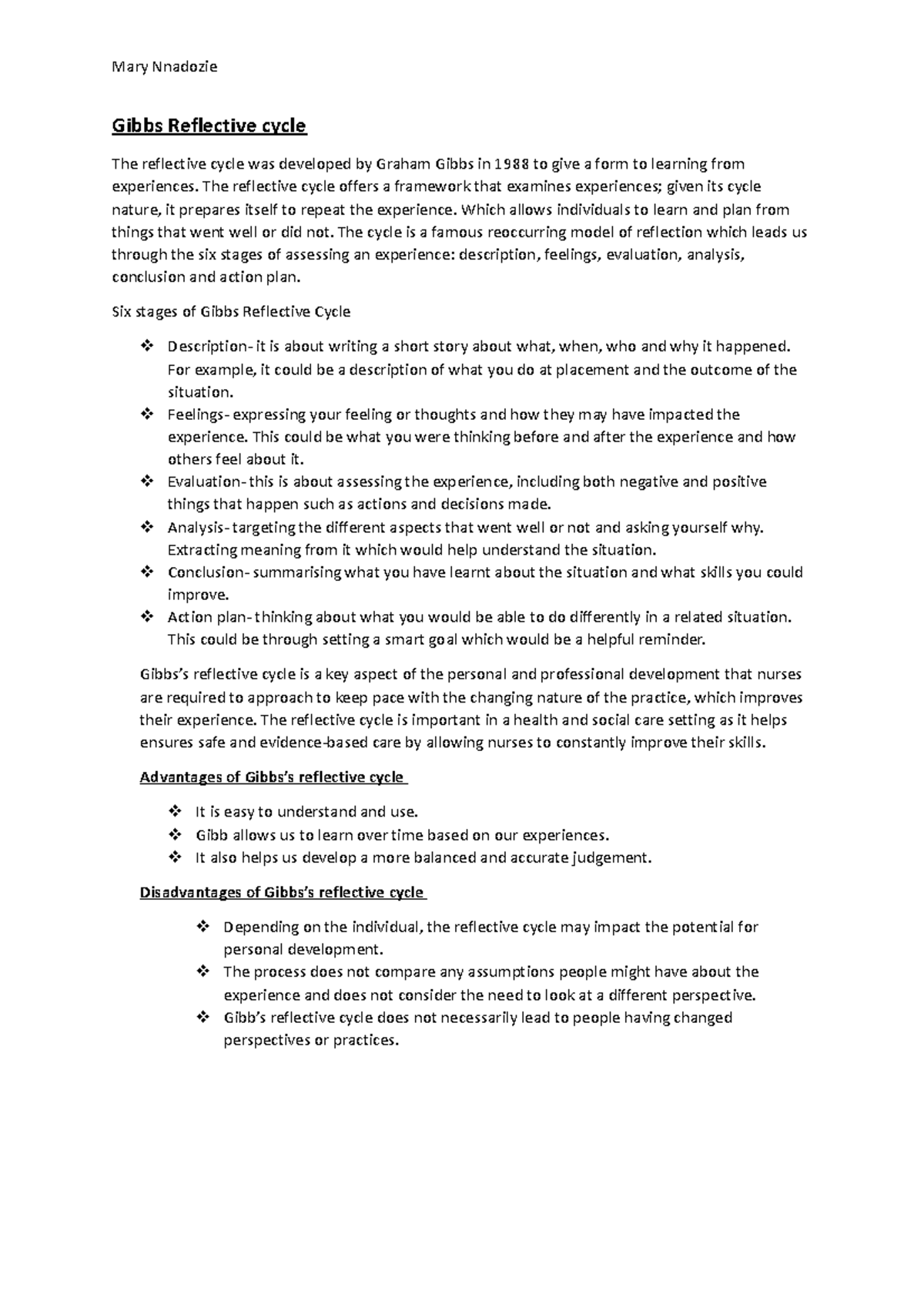 Gibbs Reflective Cycle: Stages, Advantages & Disadvantages Explained ...